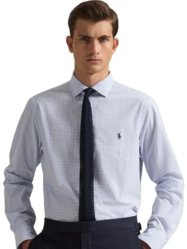Ralph Lauren Classic Fit Plaid Stretch Poplin Shirt - White Harbor Island
