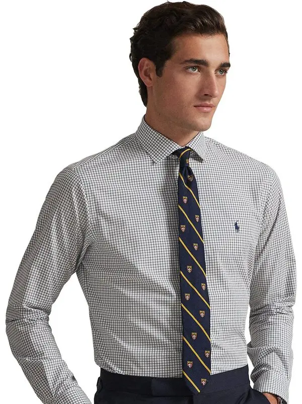 Ralph Lauren Classic Fit Plaid Stretch Poplin Shirt - White New Classic