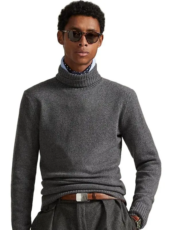 Ralph Lauren Cashmere Turtleneck Sweater - Static Grey Heather