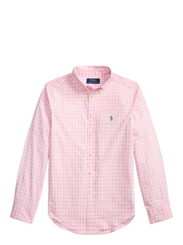 Ralph Lauren Plaid Cotton Poplin Shirt - Carmel Pink/white
