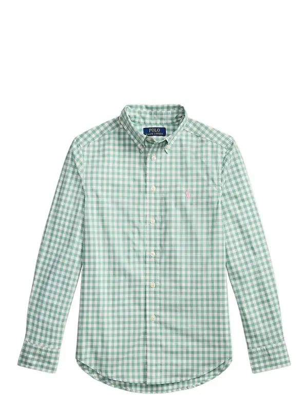 Ralph Lauren Plaid Cotton Poplin Shirt - Essex Green/white