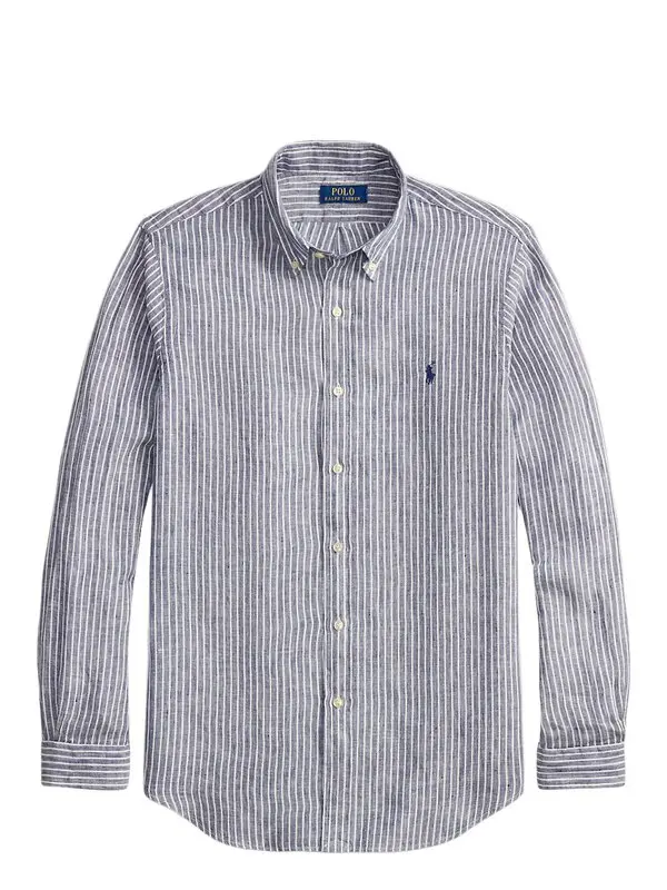 Ralph Lauren Classic Fit Striped Linen Shirt - New Classic Navy Wh