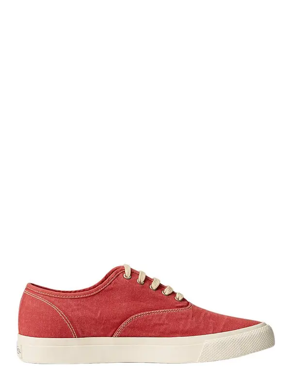 Ralph Lauren Canvas Lace Up Sneaker - Faded Red