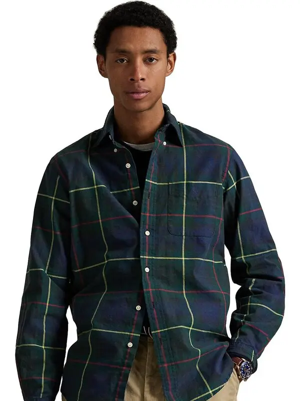 Ralph Lauren Classic Fit Plaid Oxford Shirt - Green Navy Multi