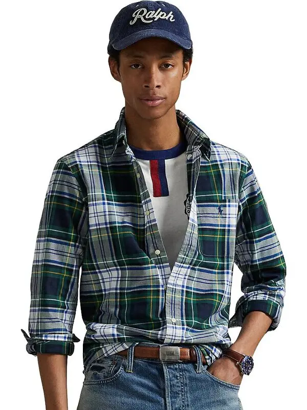 Ralph Lauren Classic Fit Plaid Oxford Shirt - Green/blue Multi