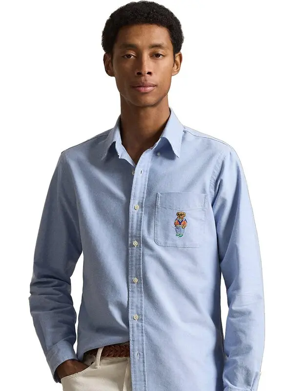 Ralph Lauren Classic Fit Polo Bear Oxford Shirt - Bsr Blue W/ Harbor Island Blue
