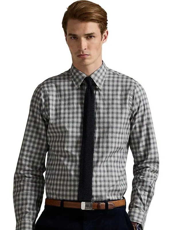 Ralph Lauren Classic Fit Plaid Twill Shirt - Grey Navy Heather