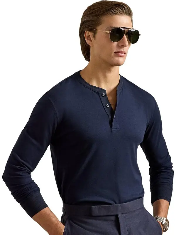 Ralph Lauren Interlock Henley Shirt - Classic Chairman Navy