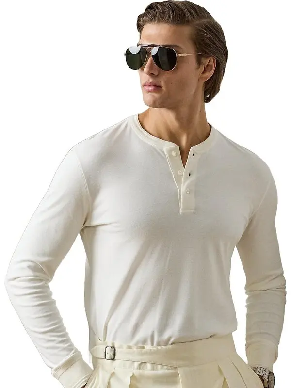 Ralph Lauren Interlock Henley Shirt - Classic White