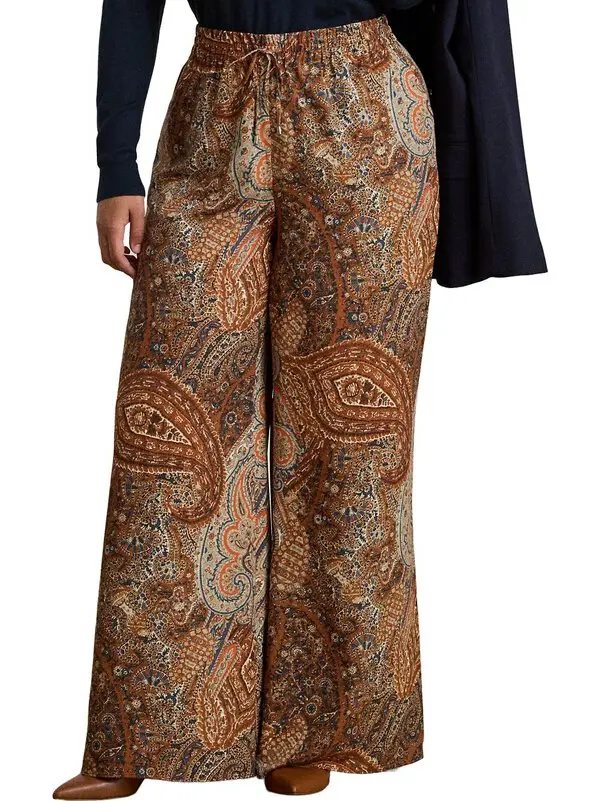 Ralph Lauren Paisley Crepe Wide-leg Pant - Cream Multi