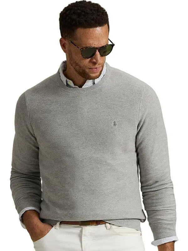 Ralph Lauren Mesh-knit Cotton Crewneck Sweater - Andover Heather