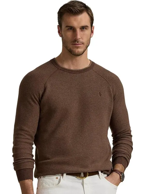 Ralph Lauren Mesh-knit Cotton Crewneck Sweater - Brown Combo
