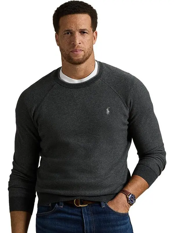Ralph Lauren Mesh-knit Cotton Crewneck Sweater - Charcoal Combo