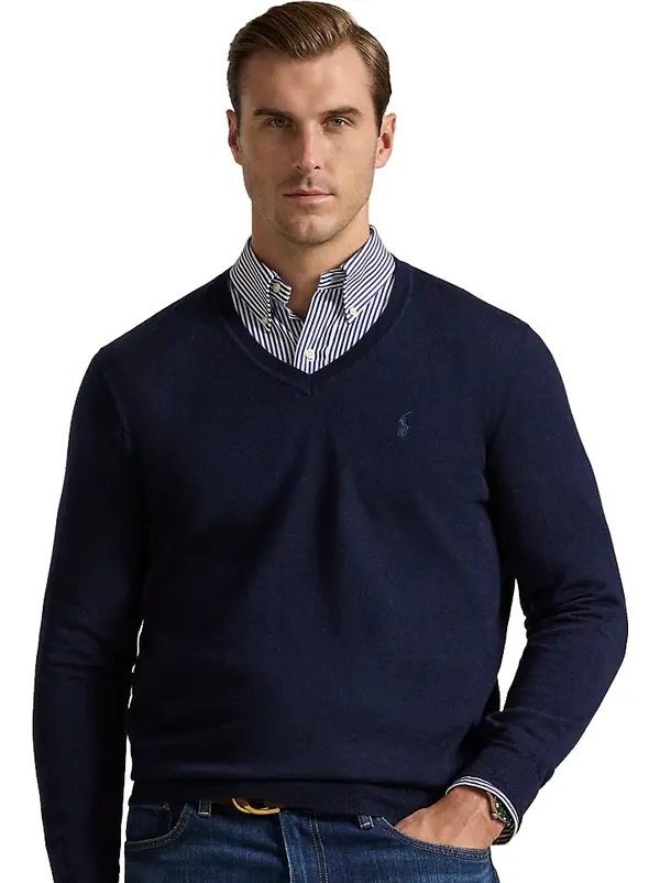 Ralph Lauren Washable Wool V-neck Sweater - Hunter Navy