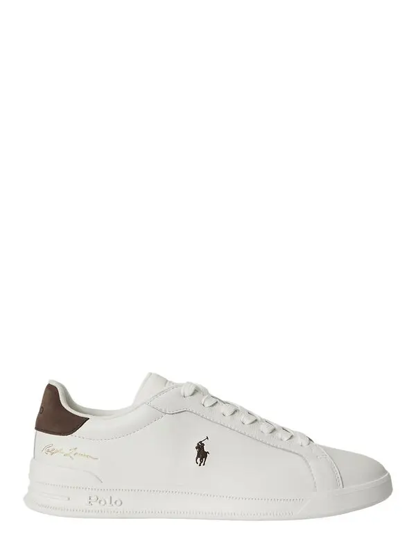 Ralph Lauren Heritage Court Ii Leather Sneaker - Deckwash White/chocolate