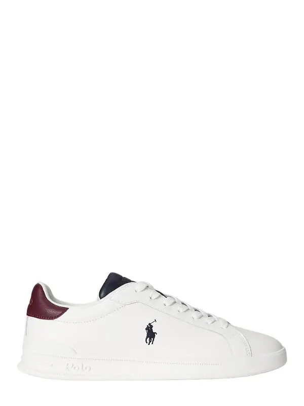 Ralph Lauren Heritage Court Ii Nappa Leather Sneaker - Off White/navy/wine