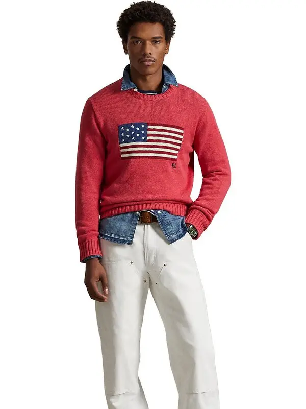 Ralph Lauren The Iconic Flag Sweater - Red Topaz Heather