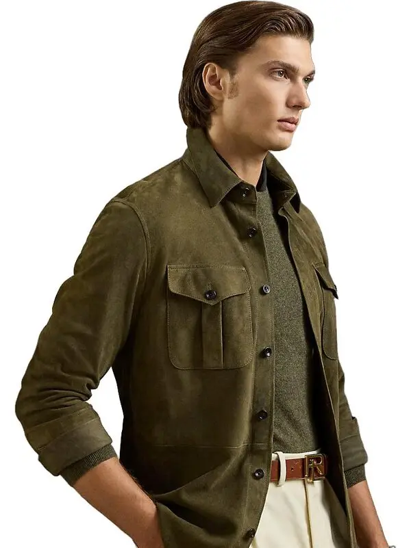 Ralph Lauren Suede Overshirt - Pine Green