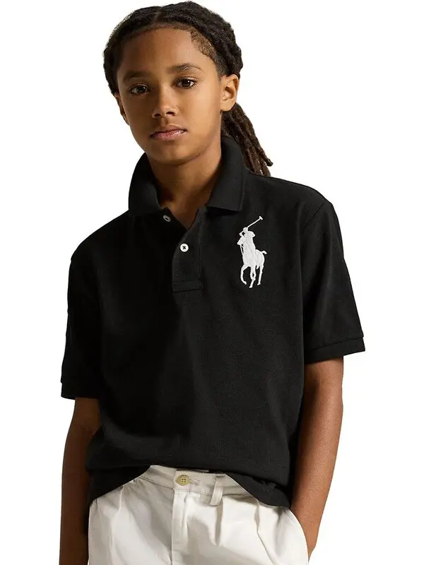 Ralph Lauren Big Pony Cotton Mesh Polo Shirt - Polo Black/white