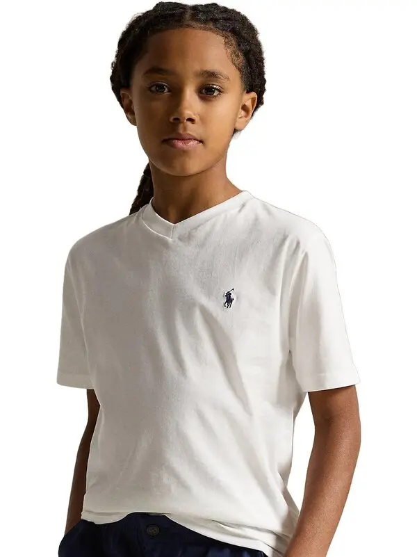 Ralph Lauren Cotton Jersey V-neck Tee - White