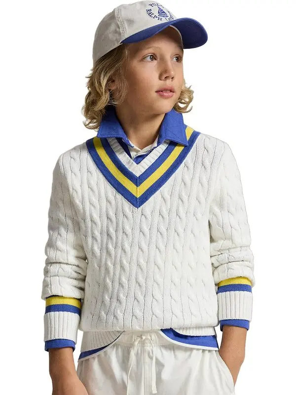 Ralph Lauren The Iconic Cricket Sweater - Deckwash White