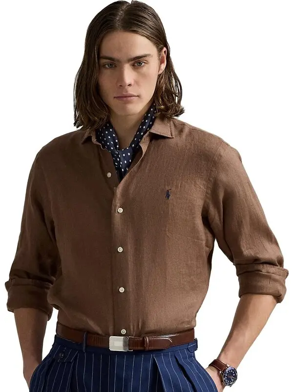 Ralph Lauren Classic Fit Linen Shirt - Fall Brown