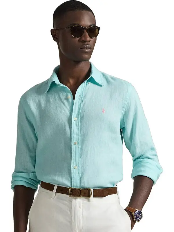 Ralph Lauren Classic Fit Linen Shirt - New Aqua
