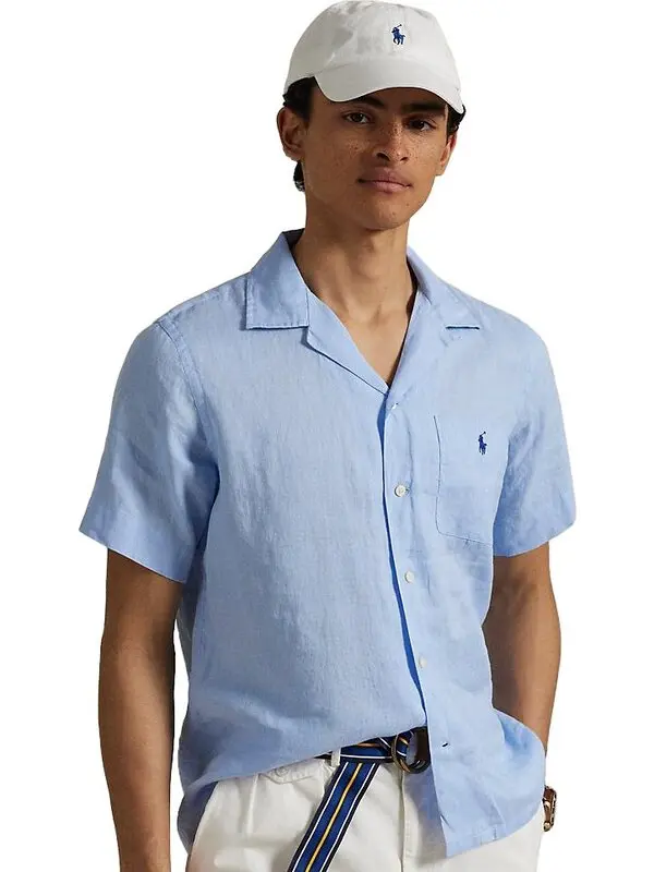Ralph Lauren Classic Fit Linen Shirt - Office Blue