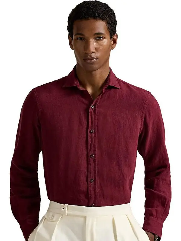 Ralph Lauren Classic Fit Linen Shirt - Red Wine