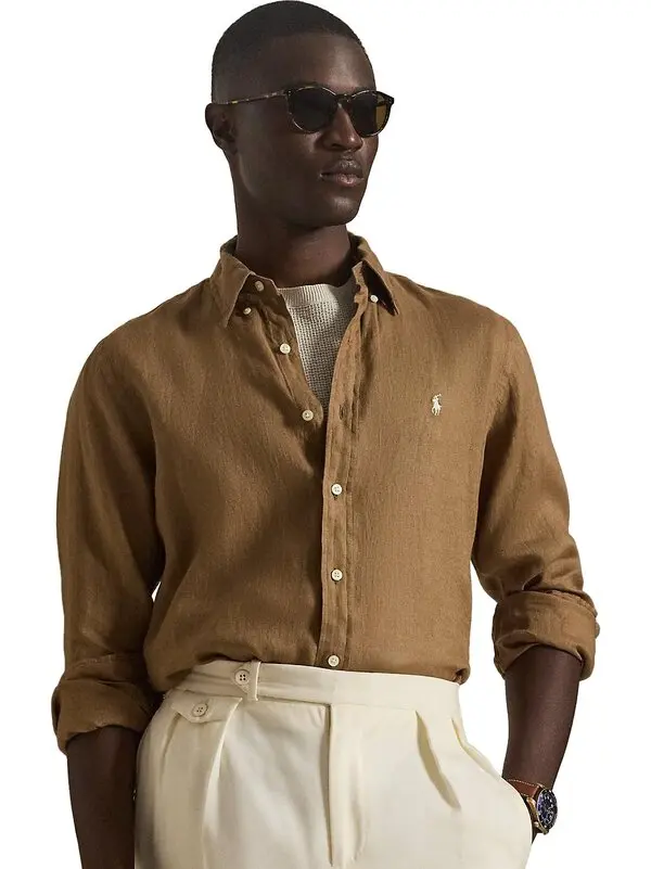 Ralph Lauren Classic Fit Linen Shirt - Rl Brown