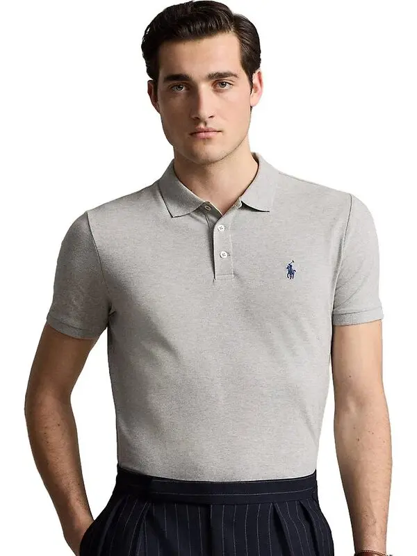 Ralph Lauren Custom Slim Fit Stretch Mesh Polo Shirt - Andover Heather