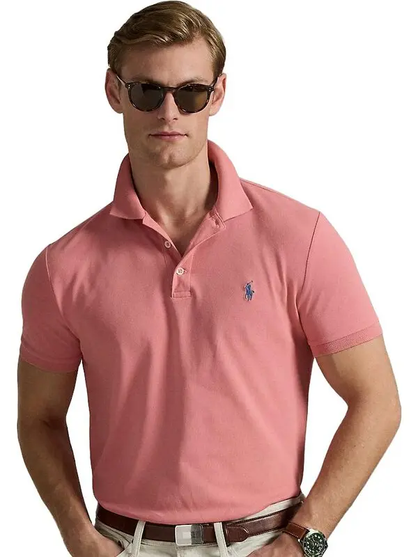 Ralph Lauren Custom Slim Fit Stretch Mesh Polo Shirt - Desert Rose