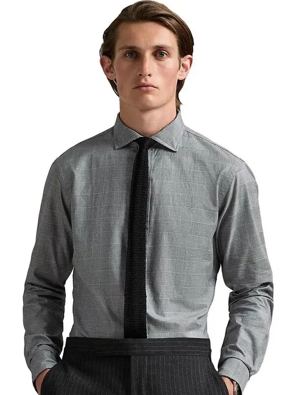Ralph Lauren Custom Fit Plaid Twill Shirt - Polo Black/white