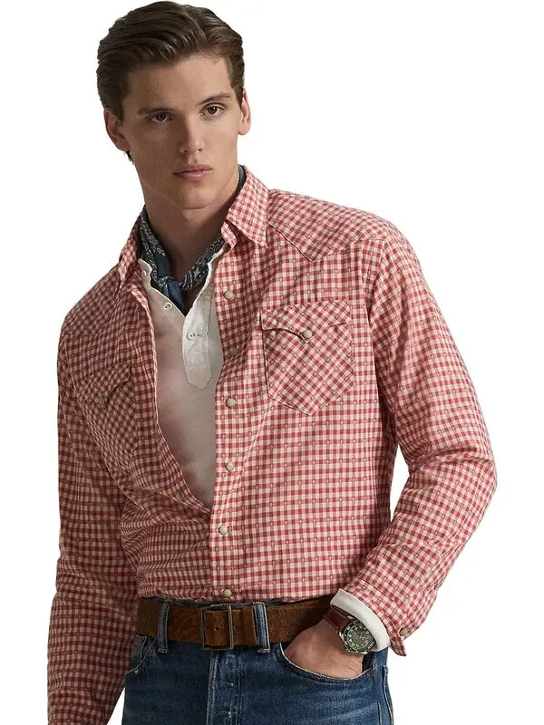 Ralph Lauren Classic Fit Madras Western Shirt - Off White Red