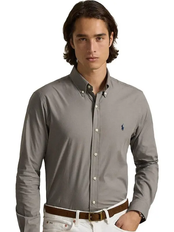Ralph Lauren Slim Fit Stretch Poplin Shirt - Athletic Grey