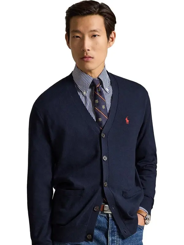 Ralph Lauren Cotton V-neck Cardigan - Hunter Navy