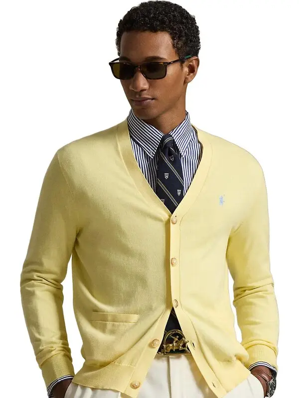 Ralph Lauren Cotton V-neck Cardigan - Wicket Yellow