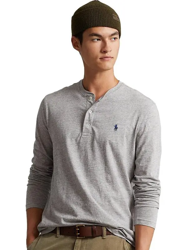 Ralph Lauren Slub Jersey Henley Shirt - Dark Vintage Heather
