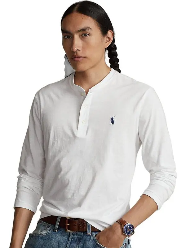 Ralph Lauren Slub Jersey Henley Shirt - White