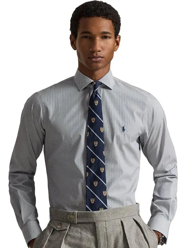 Ralph Lauren Custom Fit Striped Poplin Shirt - New Classic Navy White
