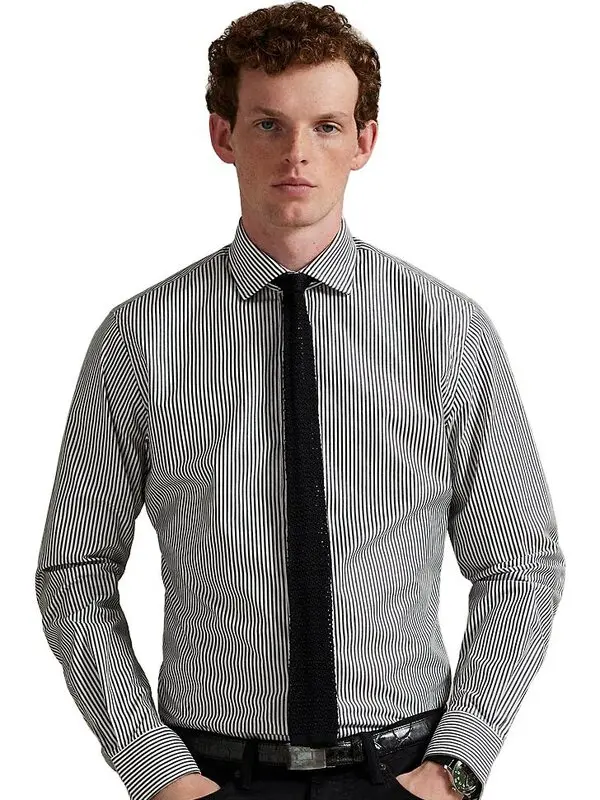 Ralph Lauren Custom Fit Striped Poplin Shirt - White/polo Black