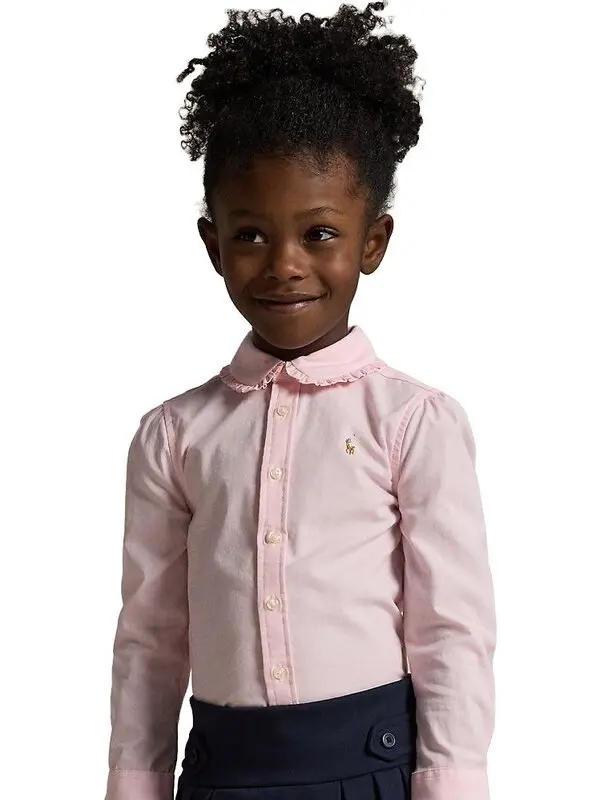 Ralph Lauren Ruffled Cotton Oxford Shirt - Bath Pink