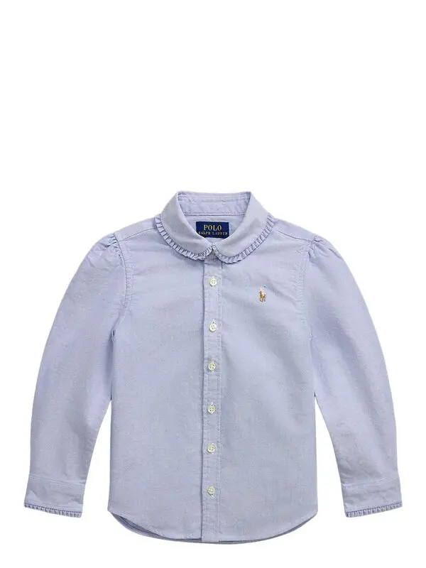 Ralph Lauren Ruffled Cotton Oxford Shirt - Blue Hyacinth