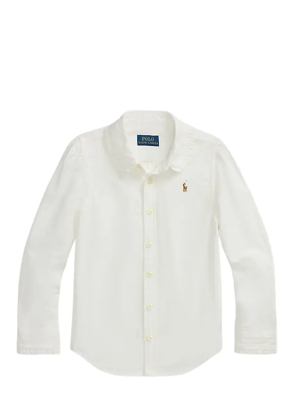 Ralph Lauren Ruffled Cotton Oxford Shirt - White