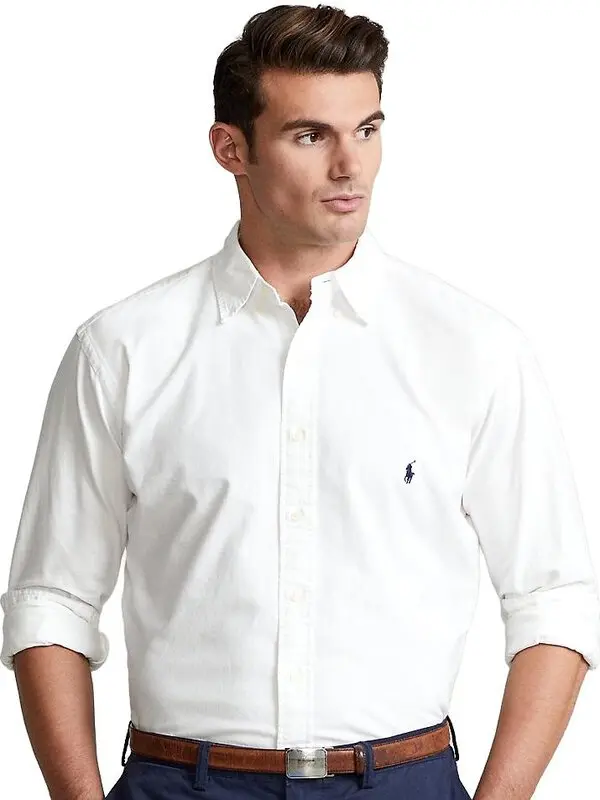 Ralph Lauren Garment-dyed Oxford Shirt - White/navy