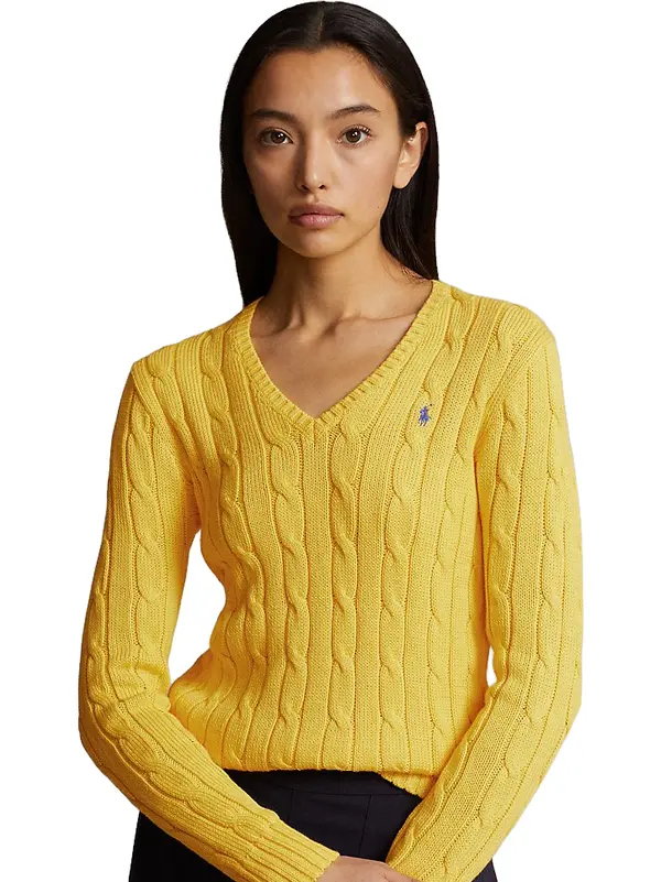 Ralph Lauren Cable-knit Cotton V-neck Sweater - Trainer Yellow