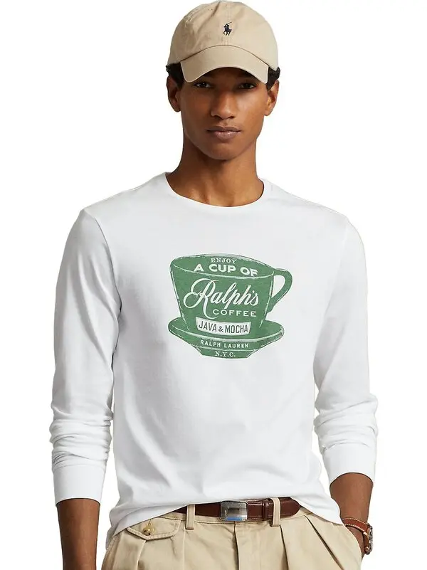 Ralph Lauren Custom Slim Fit 's Coffee T-shirt - White