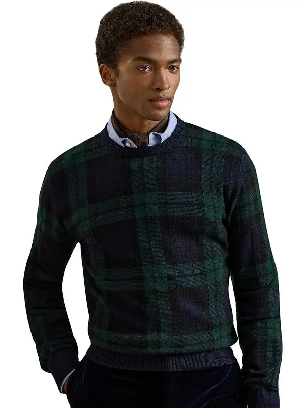 Ralph Lauren Plaid Cashmere Crewneck Sweater - Blackwatch Multi