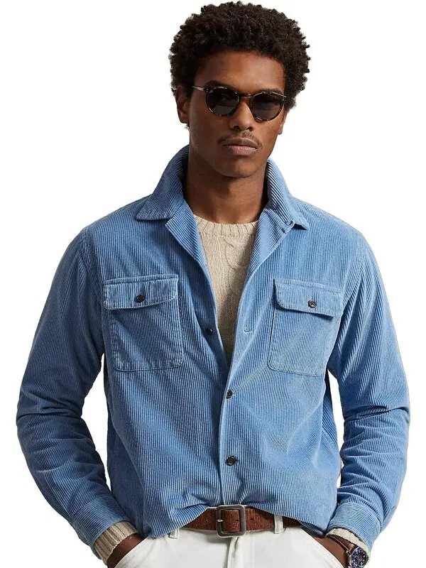 Ralph Lauren Classic Fit Corduroy Camp Shirt - Channel Blue