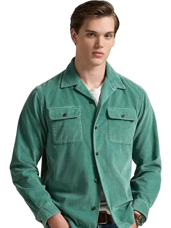 Ralph Lauren Classic Fit Corduroy Camp Shirt - Fairway Green